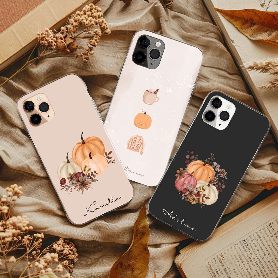 Autumn Phone Case With Personalized Name Fall Themed Cover for iPhone ...