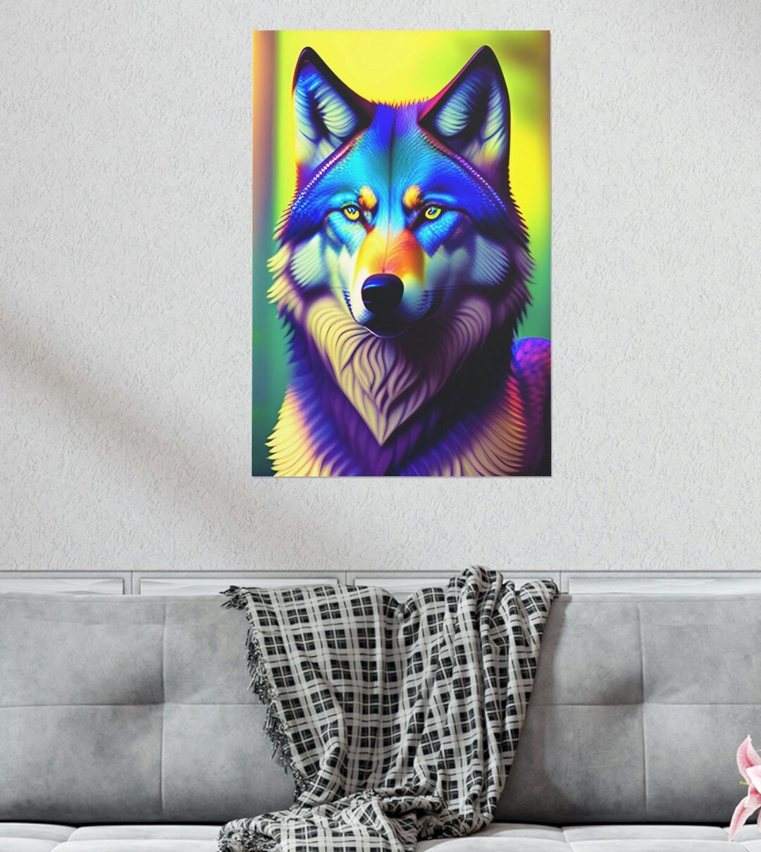 Rainbow Multicolored Wolf. Premium Matte Vertical Posters - Etsy