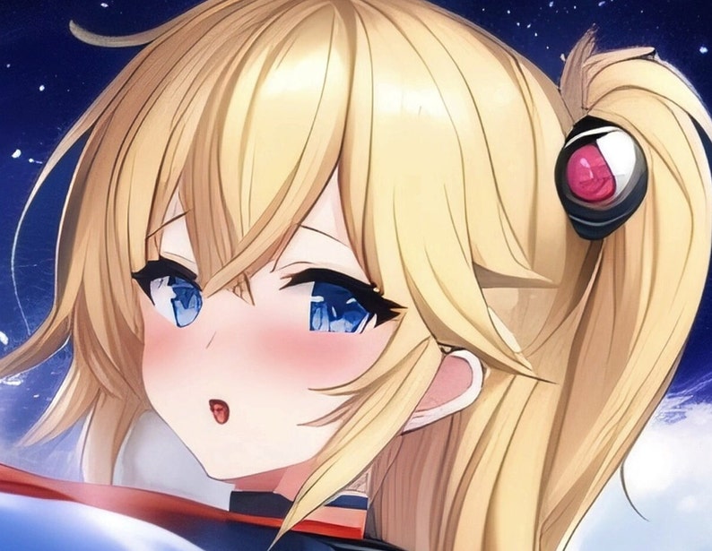 Blonde Blue Eyed Anime Girl Space Traveler Etsy
