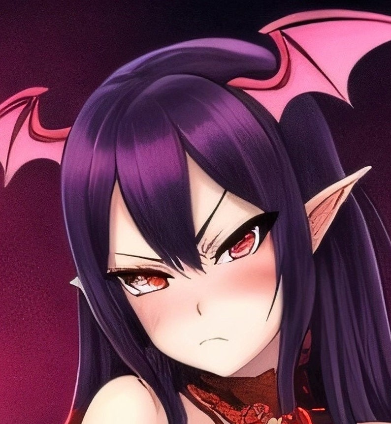 Red Anime Succubus With Wings Spread Wide Etsy