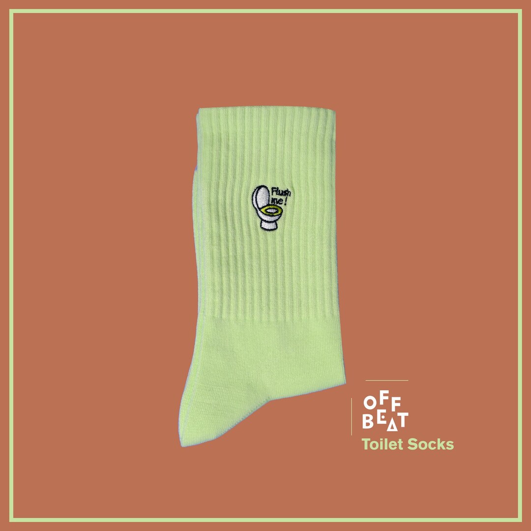 Embroidered Flush Me, Toilet Socks Made From 75% Combed Cotton - Etsy