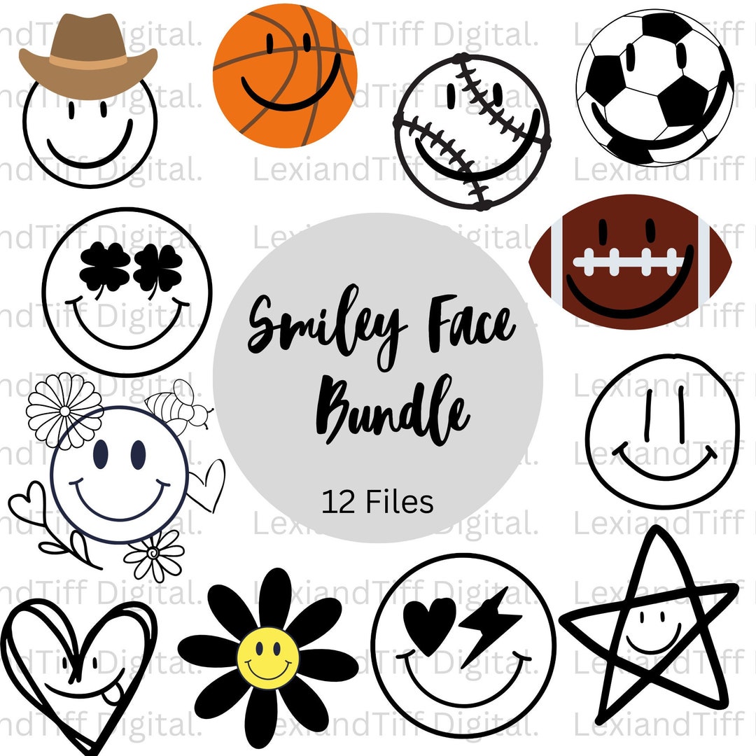Smiley Face Svg Bundle, Smiley Face Png Bundle, Fun Svg, Happy Svg - Etsy