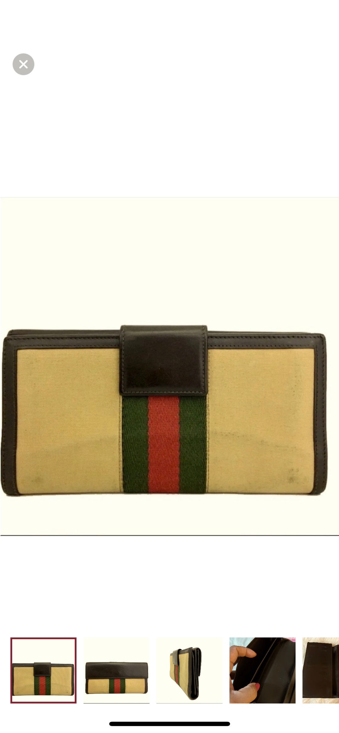 Gucci Brown Leather and Beige Canvas Authentic Wallet With Classic ...
