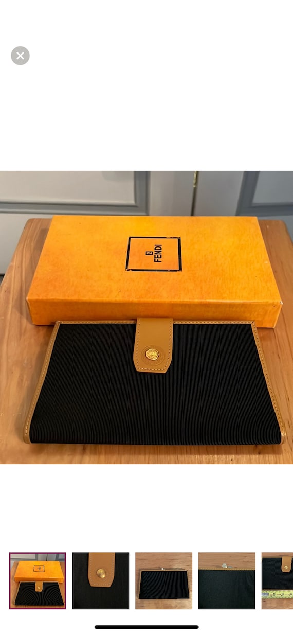 Authentic Fendi vintage black and tan fabric wallet - Gem