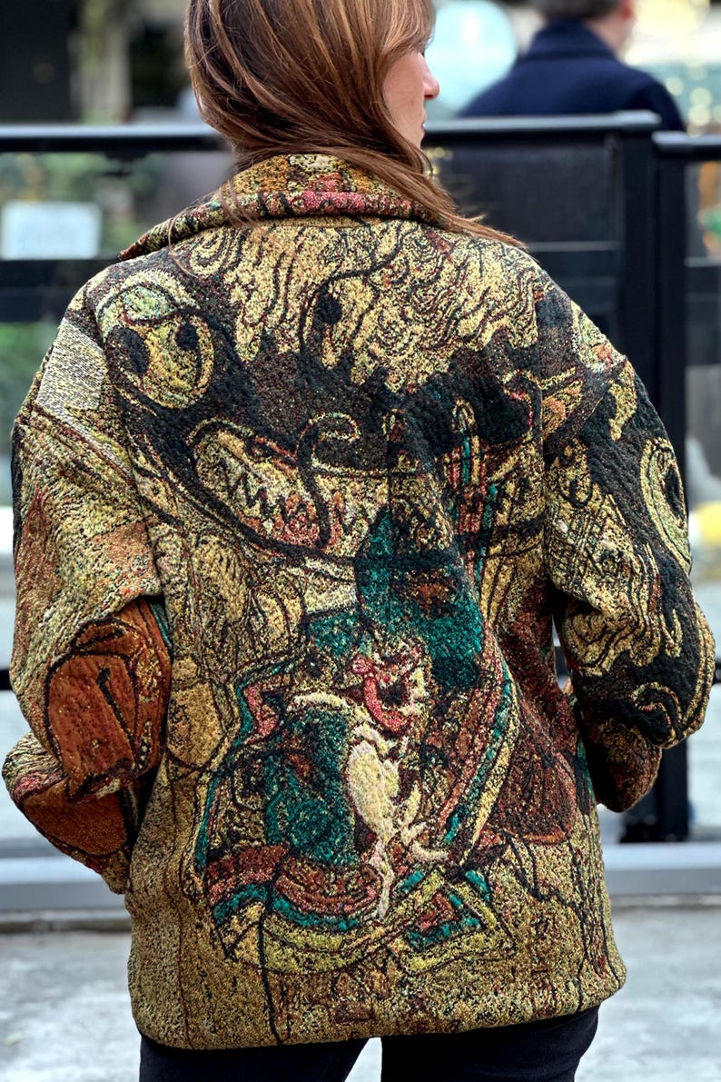 Unisex Quilted Jacquard Jacket: Gothic Streetwear, Retro Design ...