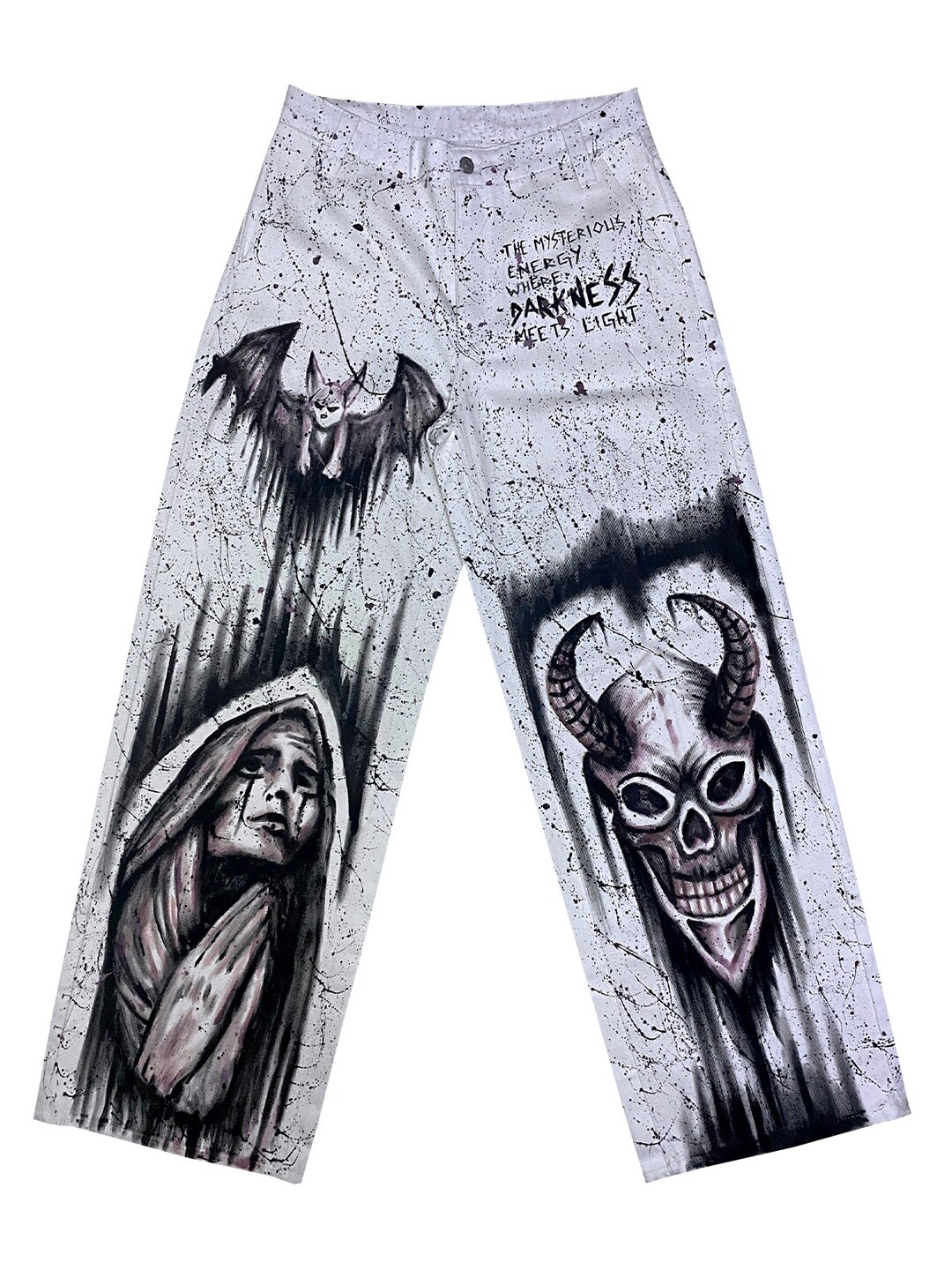 Custom Pants Handmade Painting Unisex / Hand Painted Clothing Gothic ...