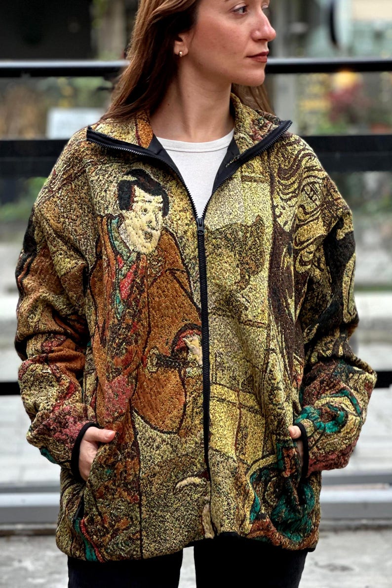Unisex Quilted Jacquard Jacket: Gothic Streetwear, Retro Design ...