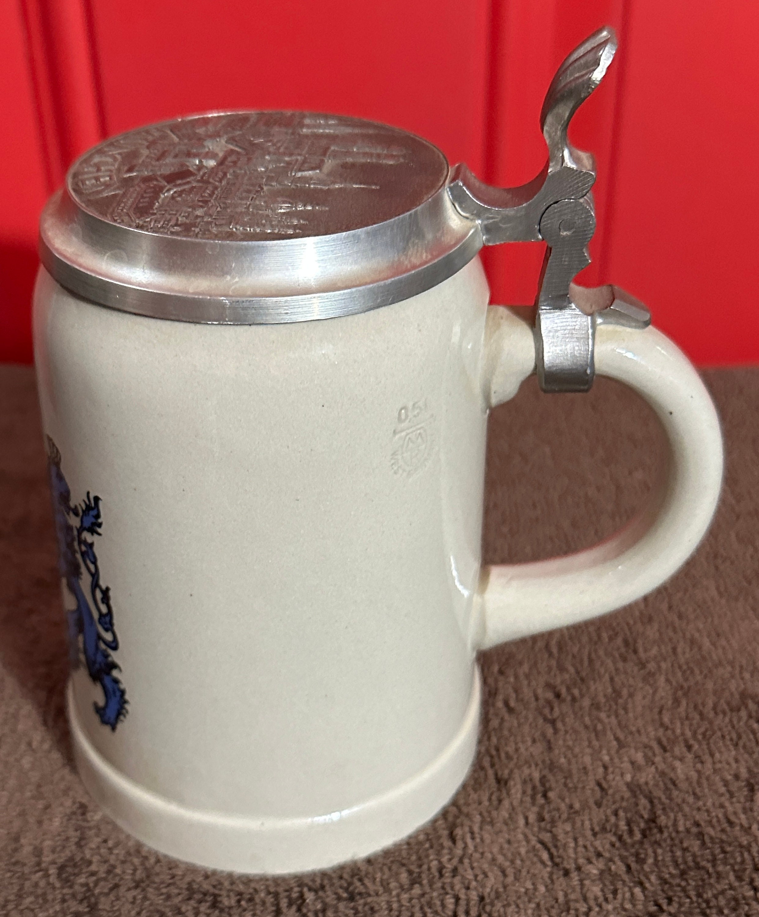 Rare Vintage 100 Year Reichs Zinn Beer Stein 0.5L Ceramic With Pewter ...