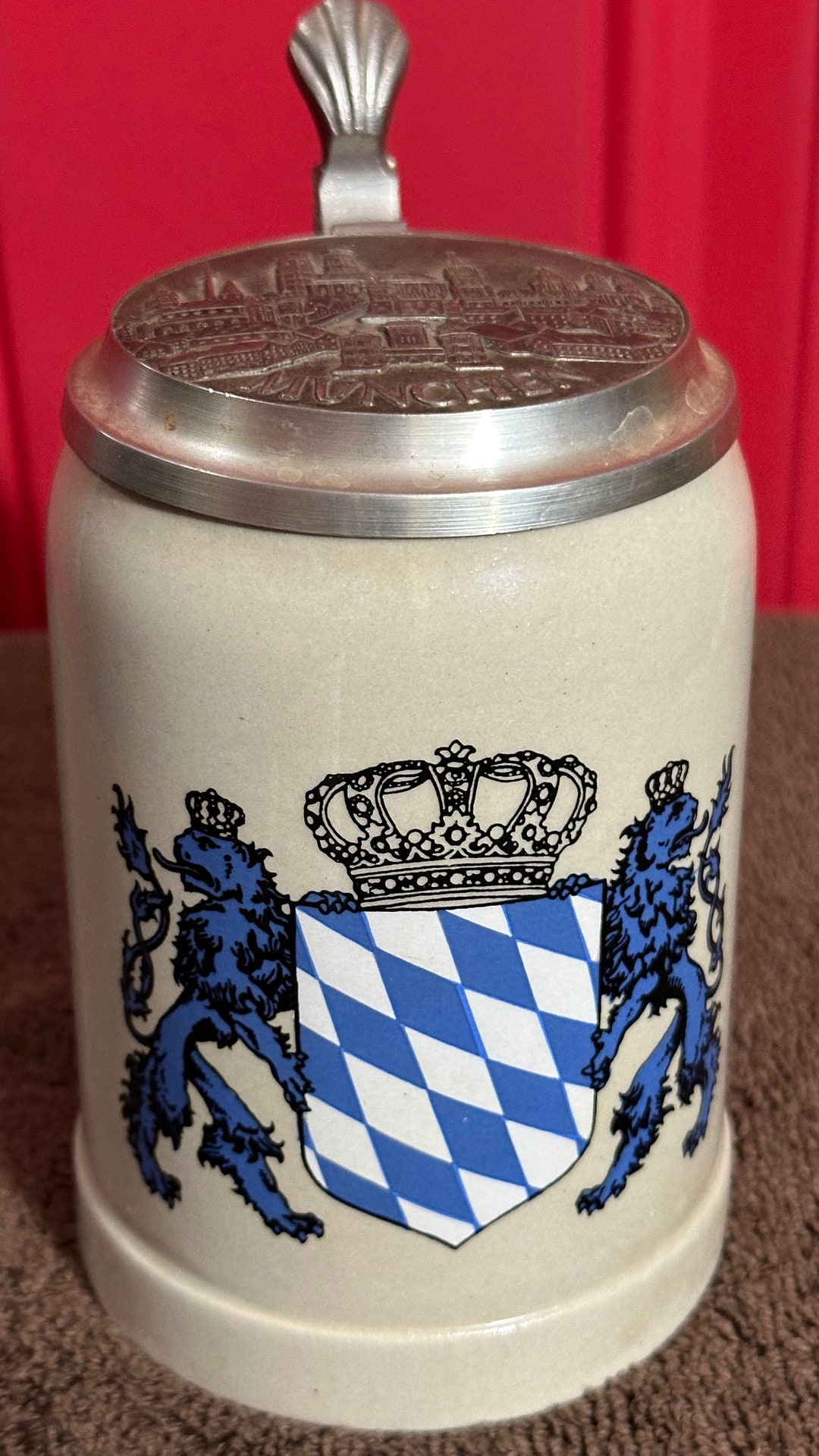 Rare Vintage 100 Year Reichs Zinn Beer Stein 0.5L Ceramic With Pewter ...