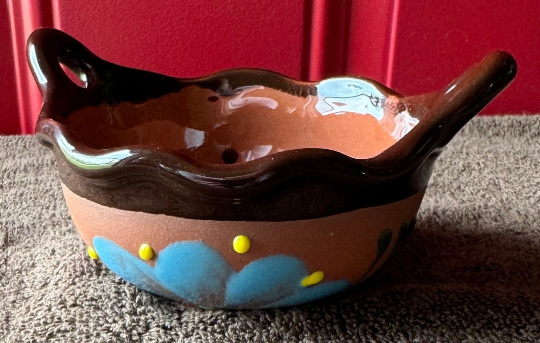 Mexican Redware Painted Clay Glazed Folk Art Tourist Pottery Redware ...