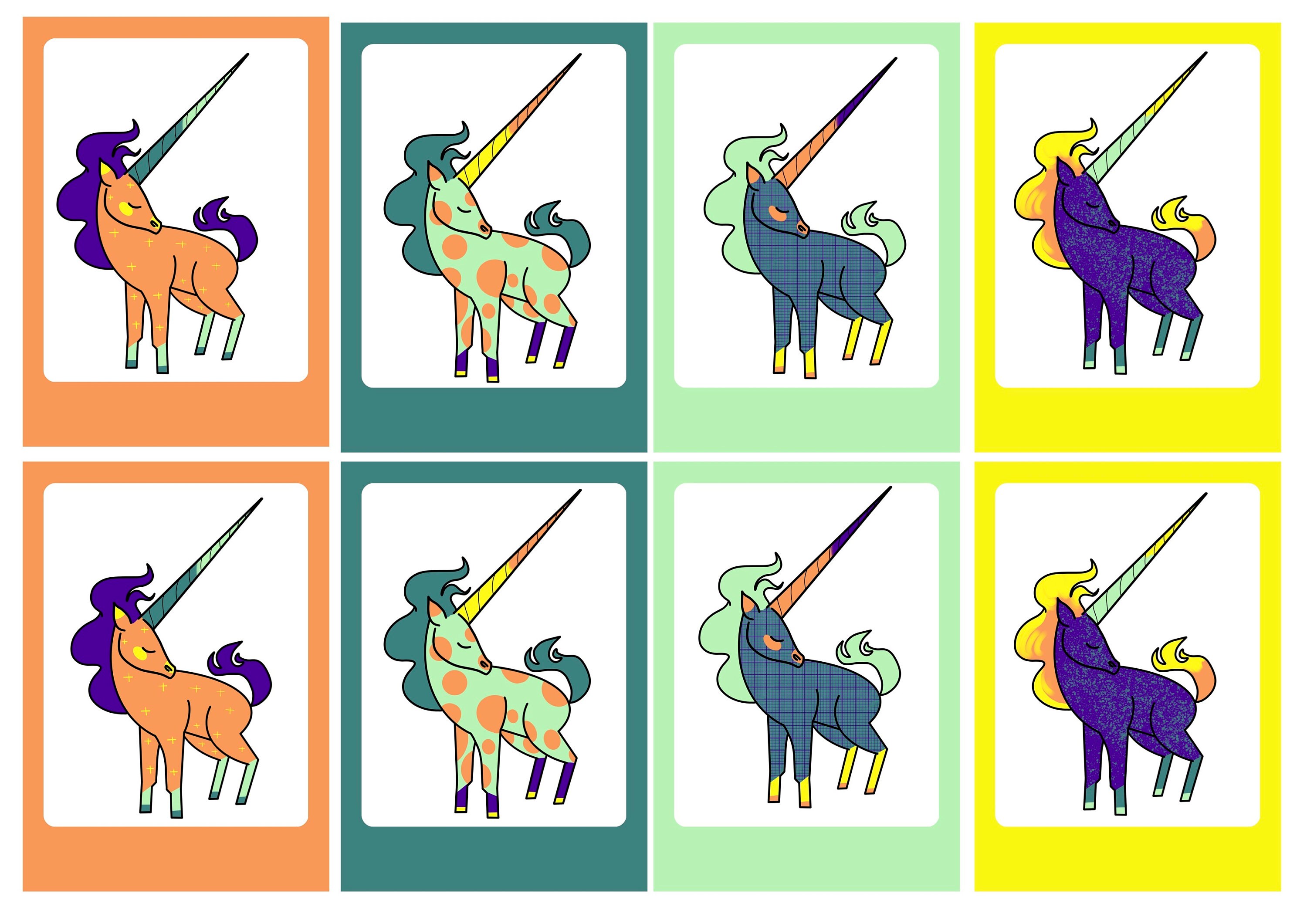 UNICORN MATCHING MEMORY Card Game, Diy, Print, Cutout and Play, Fine ...