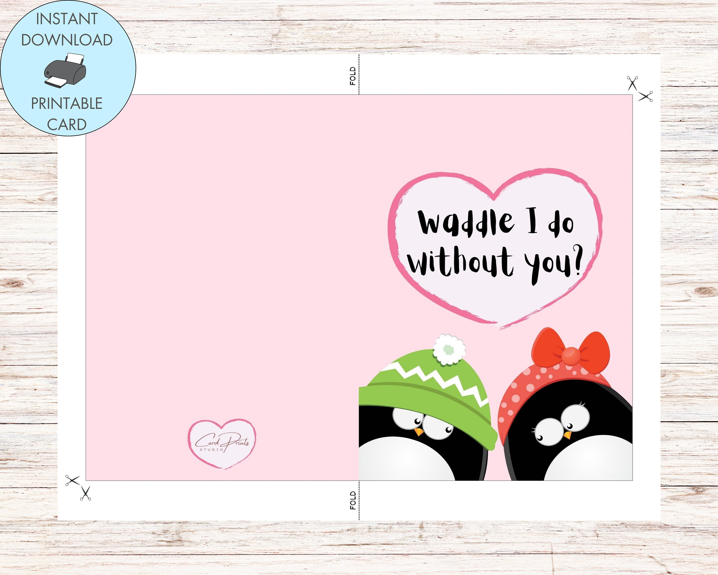 Printable Anniversary Card Penguin, Appreciation Card for Her Penguin ...