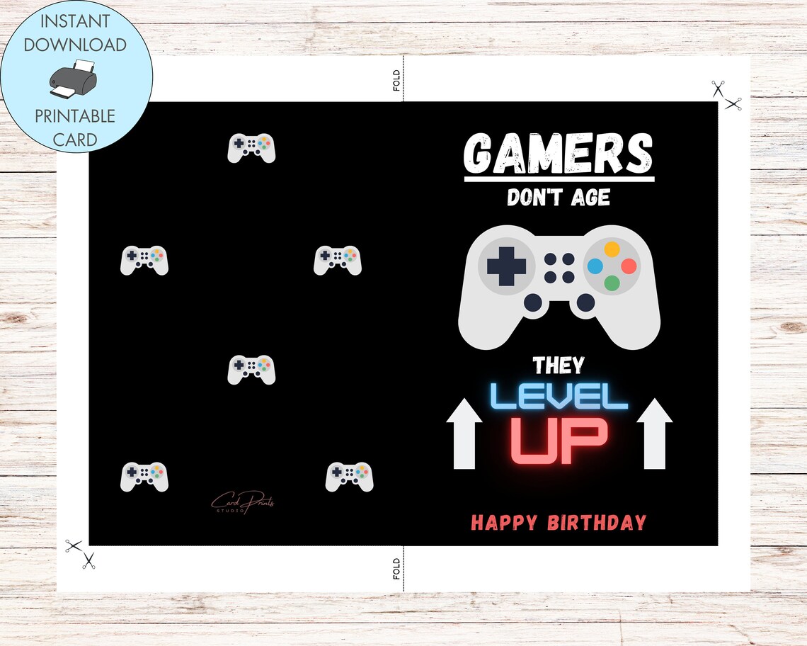Printable Happy Birthday Card for Gamers, Gaming Birthday Card ...