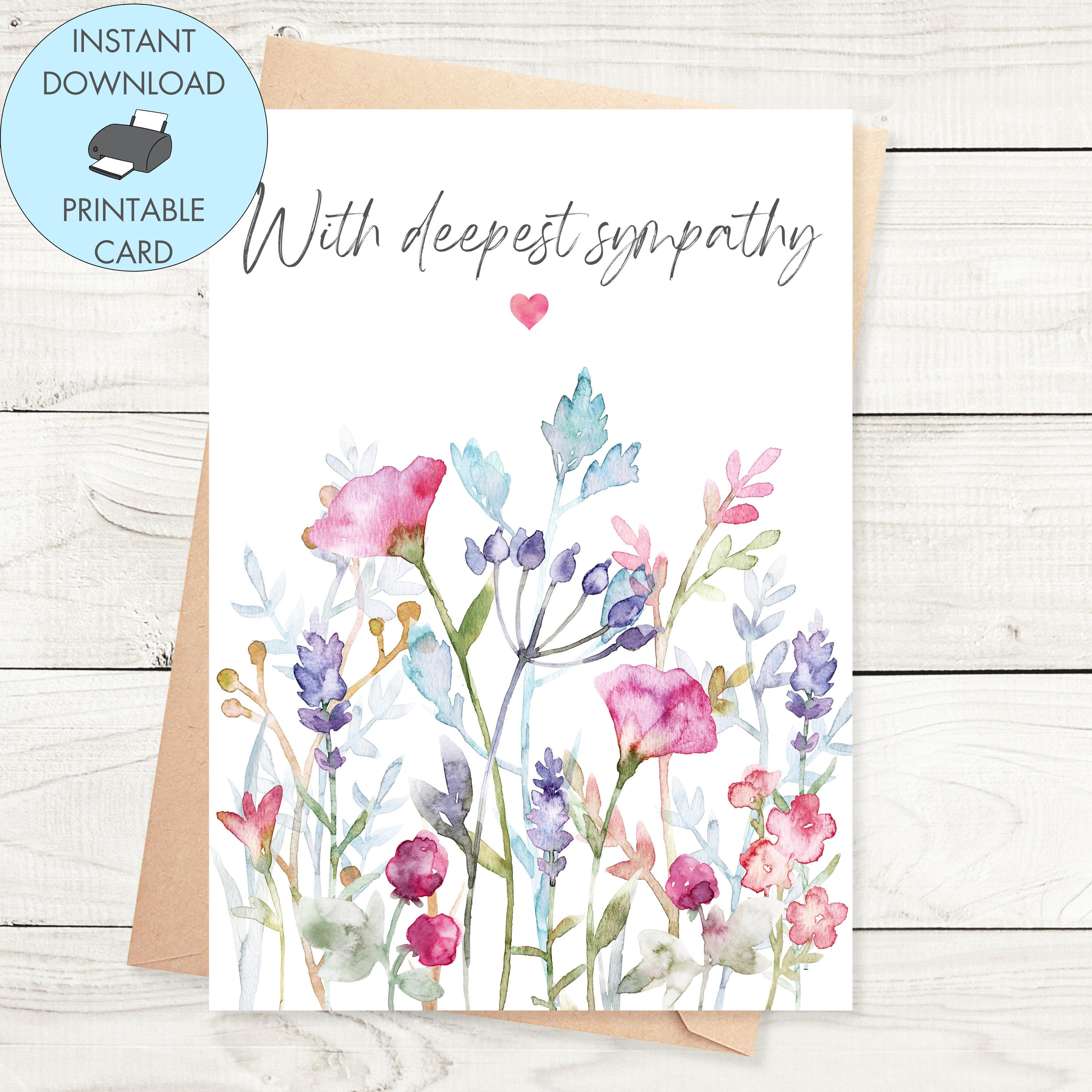 Printable With Deepest Sympathy Card, Instant Download Sympathy Card ...