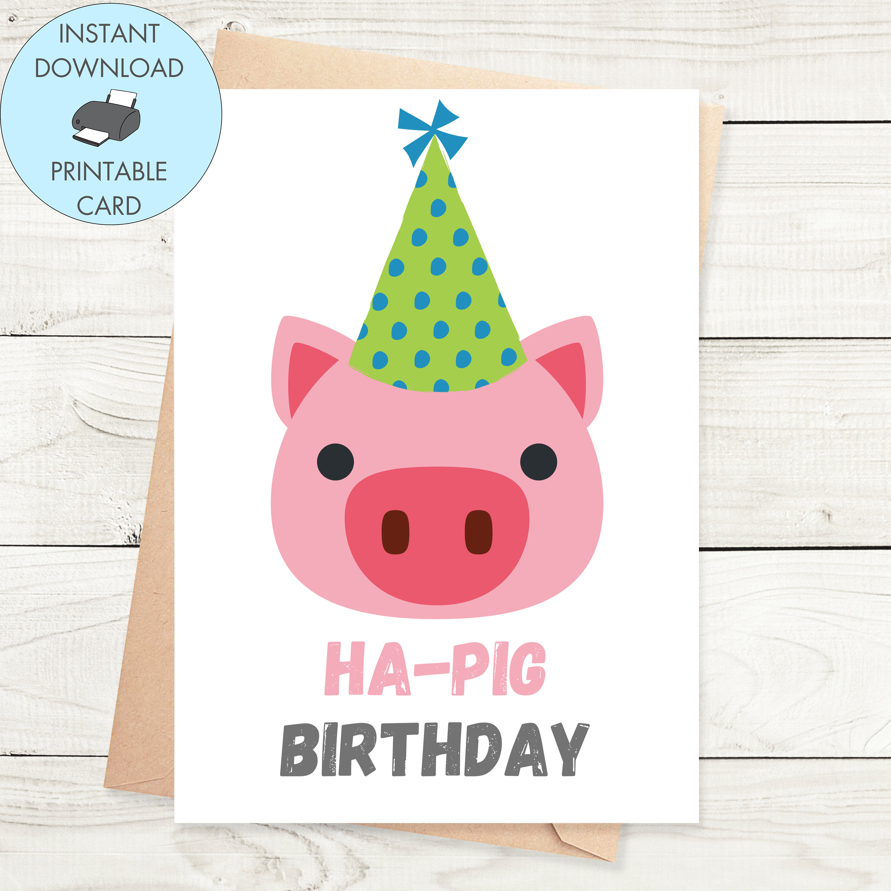 Printable Birthday Card Pig Lovers, Funny Birthday Card for Him Her ...