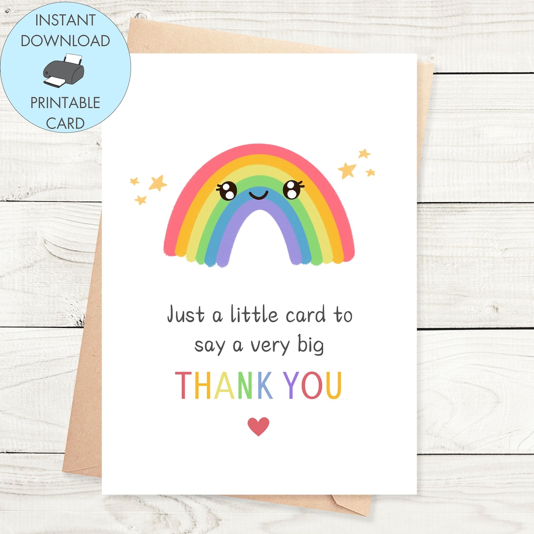 Printable Just A Little Card to Say A Very Big Thank You Card, Instant ...