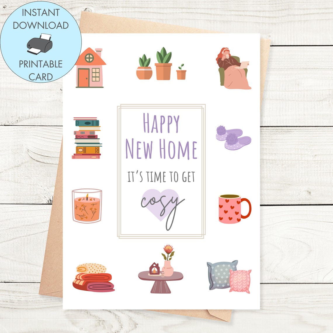 Printable New Home Card, Instant Download Happy New Home It's Time to ...