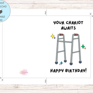 Printable Birthday Card Your Chariot Awaits, Instant Download Birthday ...