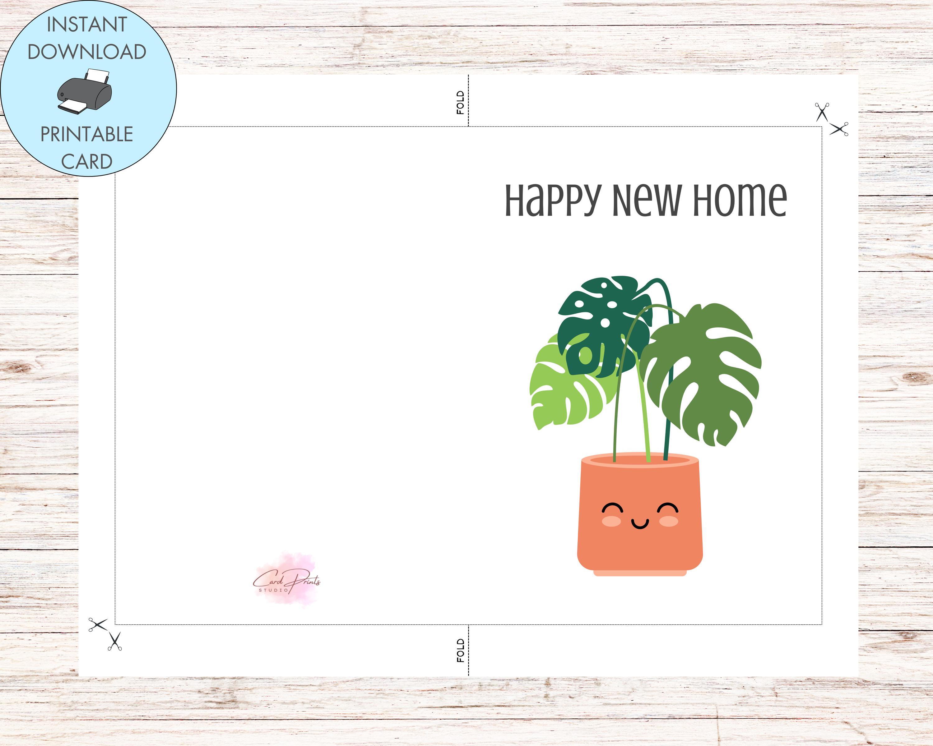 Printable Happy New Home Plant Card, Instant Download New House Card ...