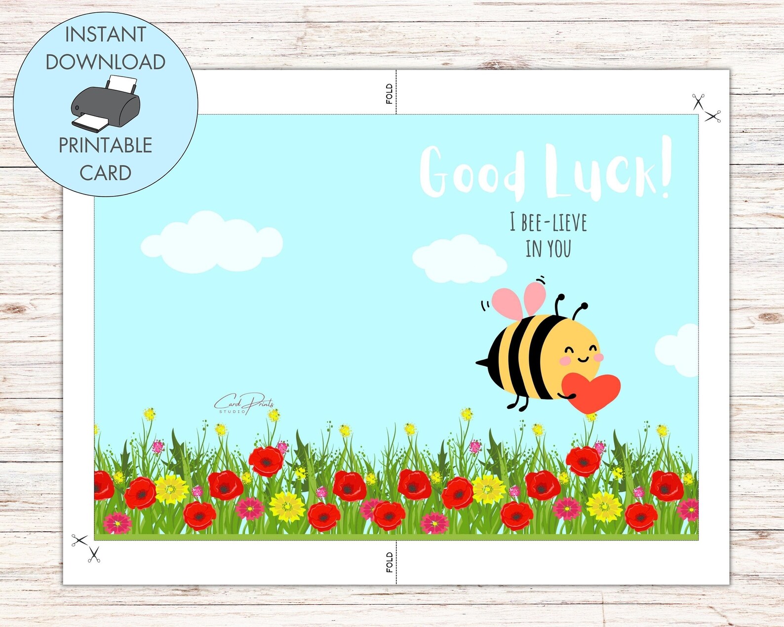 Printable Good Luck Card Bee I Bee-lieve in You Printable - Etsy