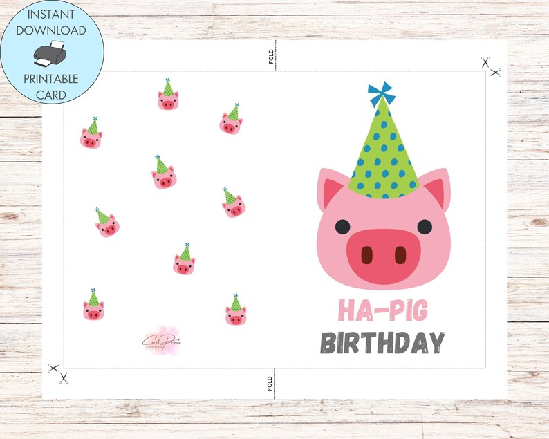 Printable Birthday Card Pig Lovers, Funny Birthday Card for Him Her ...