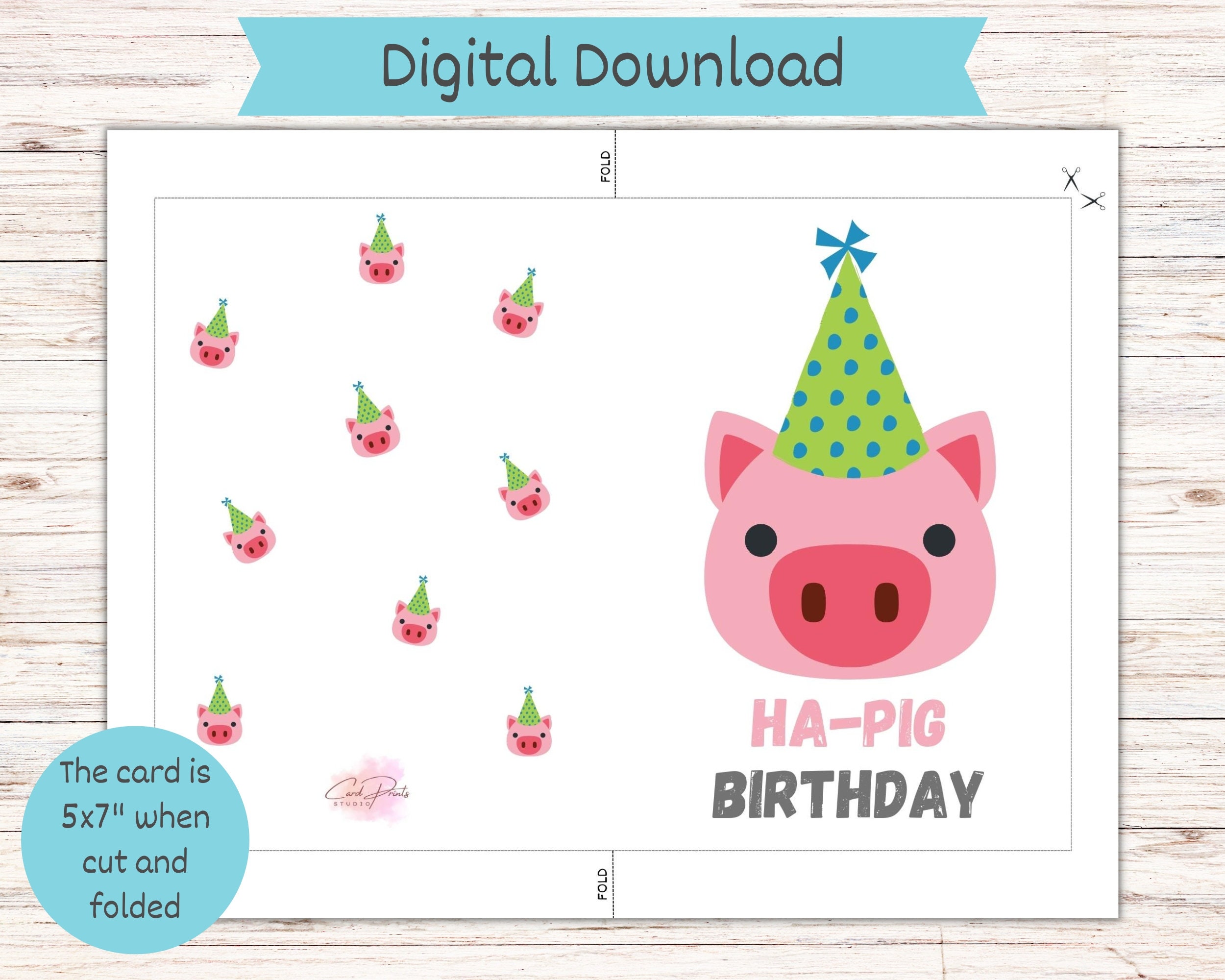 Printable Birthday Card Pig Lovers Funny Birthday Card for - Etsy