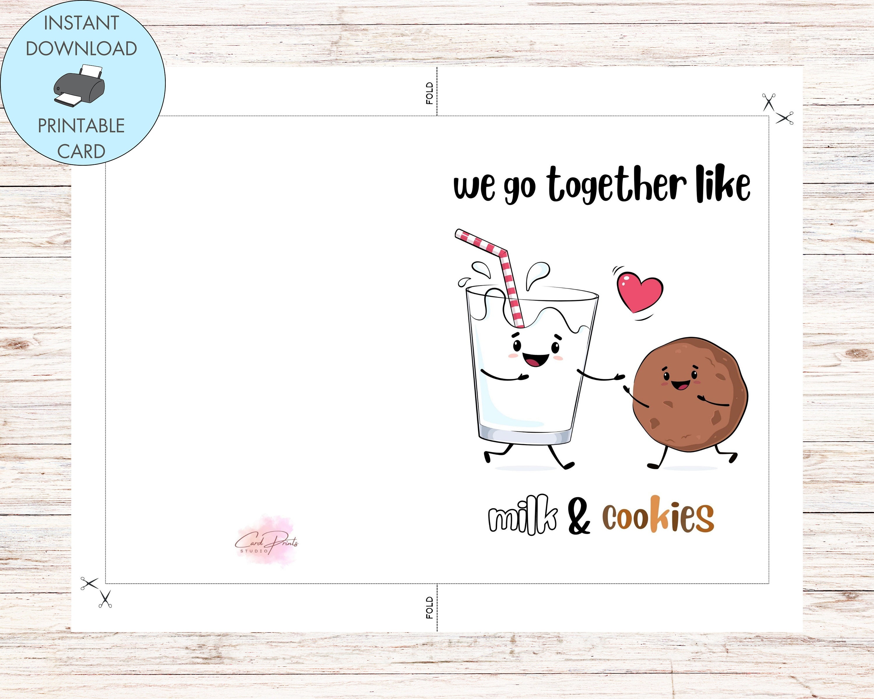 Printable Anniversary Card, We Go Together Like Milk and Cookies Card ...