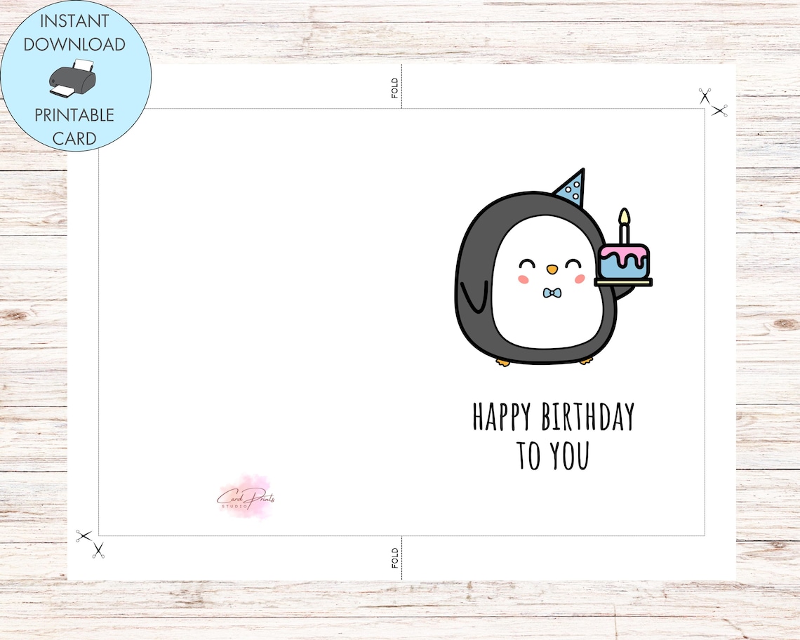 Printable Penguin Birthday Card Happy Birthday to You, Printable ...
