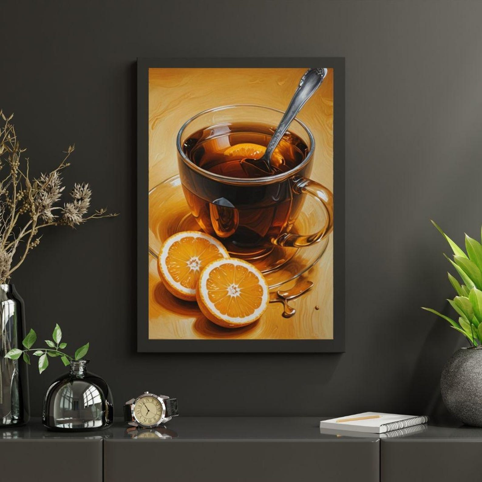 Orange Tea Tea Digital Art Printable Wall Decor Oranges Fruit Art Oil ...