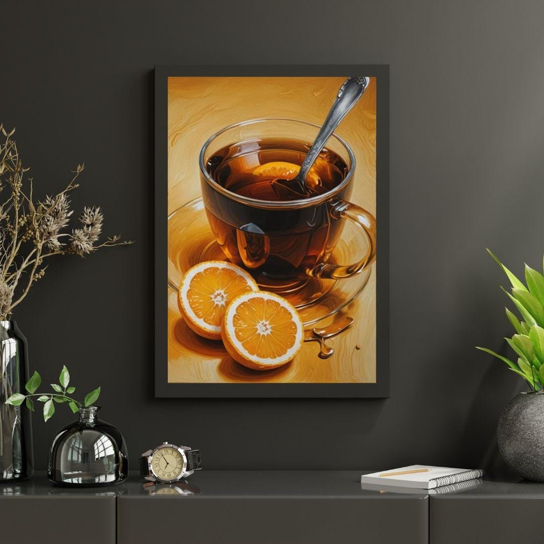 Orange Tea Tea Digital Art Printable Wall Decor Oranges Fruit Art Oil ...