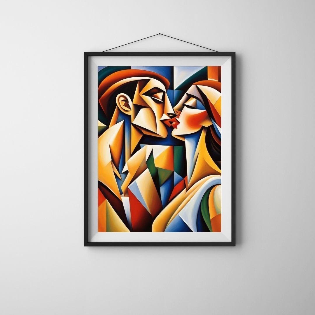 Kiss Me in Cubism Cubism Art Printable Art Abstract Wall Decor Abstract ...