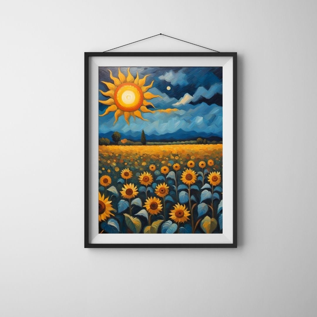 Picasso's Afternoon Sunflowers| Sunflower Art | Flower Field Art| Floral Printable Wall Art ...