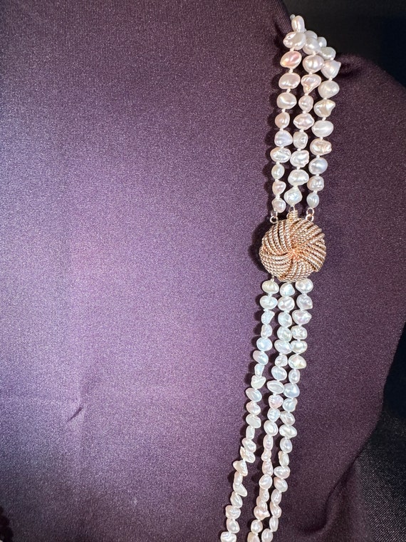 Vintage, 3 Strand, Biwa, Fresh Water Pearl, Necklace,… - Gem