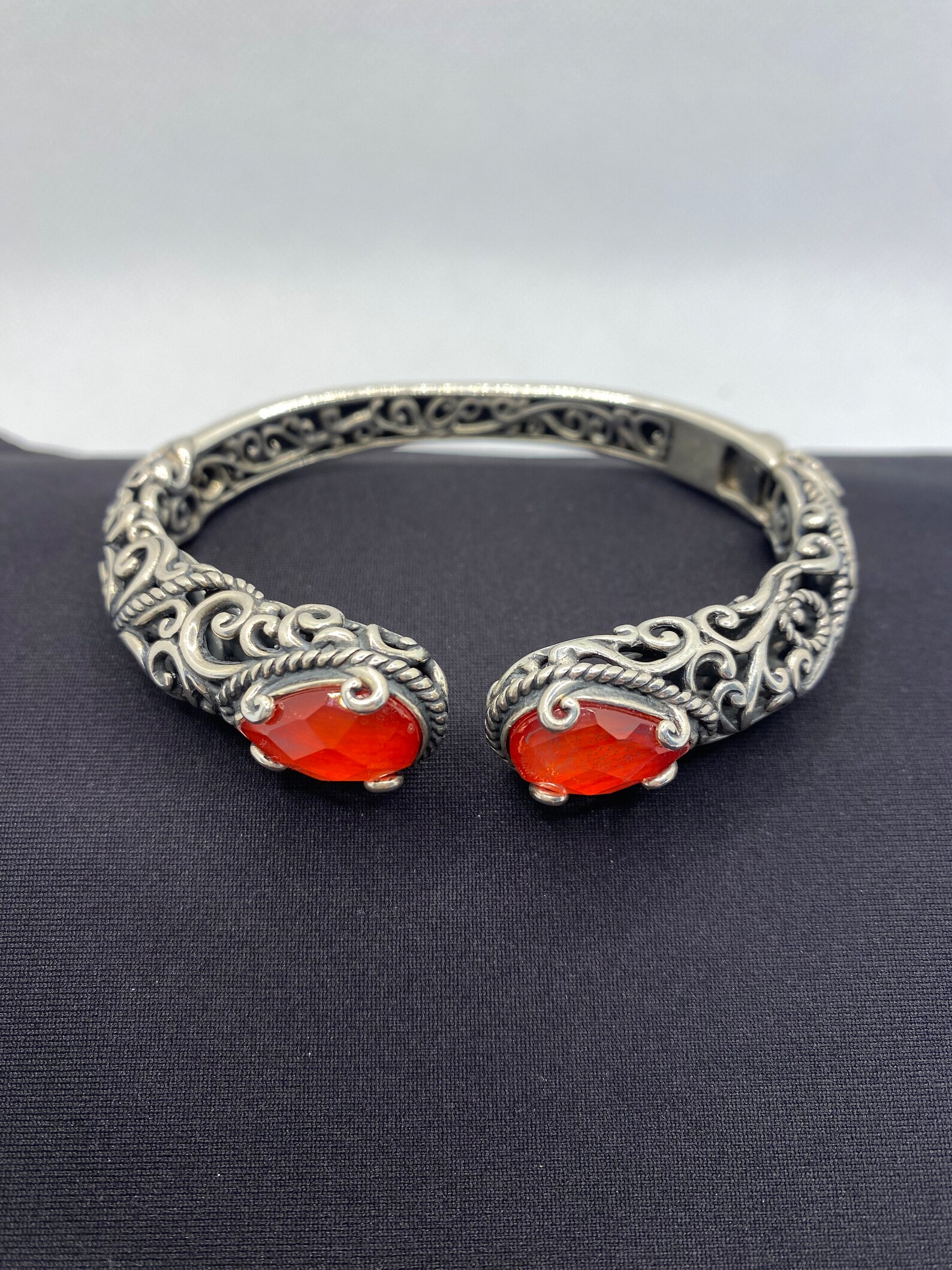 Carolyn Pollack Signature, 925 Sterling Silver, Red Coral Hinged ...