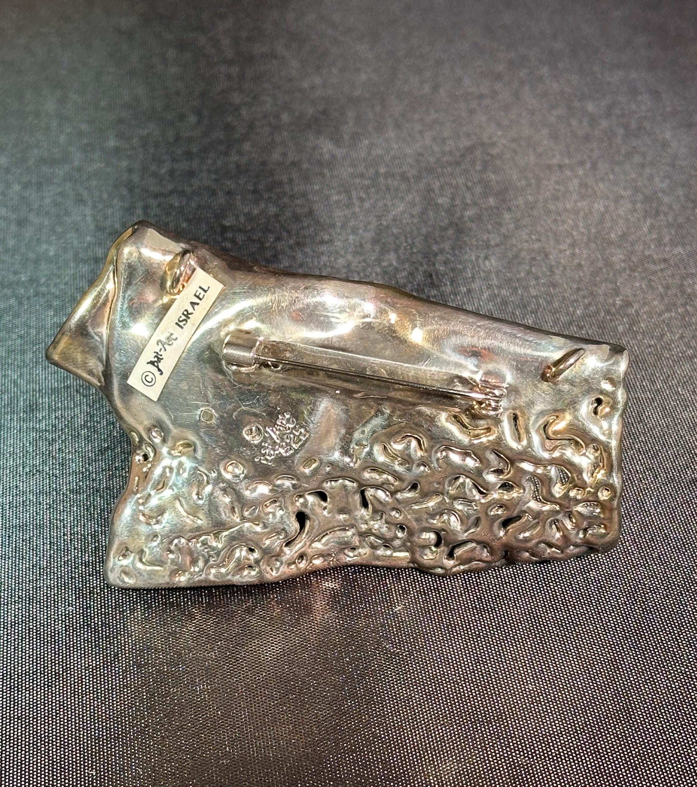 Vintage Bat Ami, Signed, 925 Brooch/pendant With Gemstones, Israeli ...