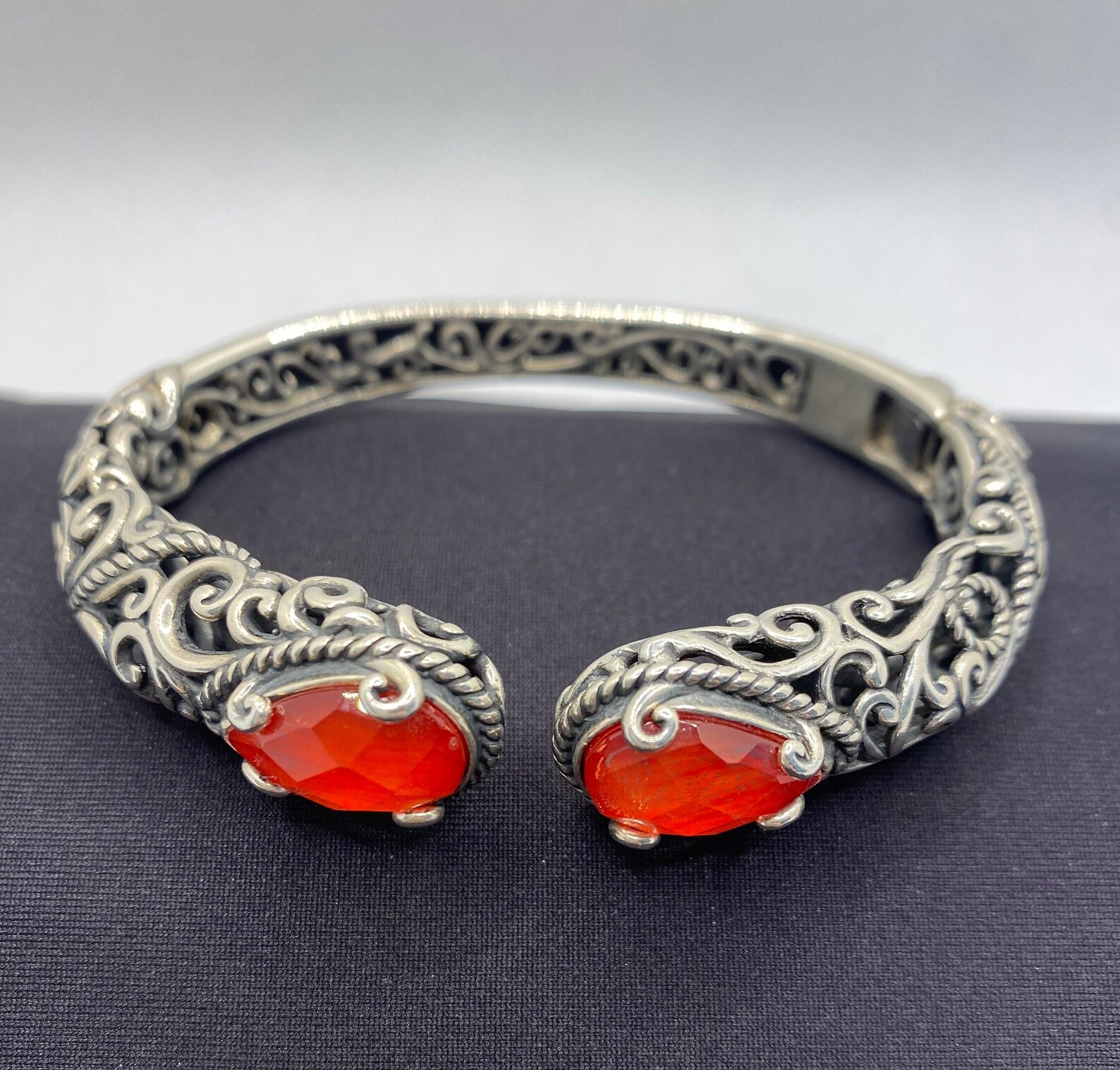Carolyn Pollack Signature, 925 Sterling Silver, Red Coral Hinged ...