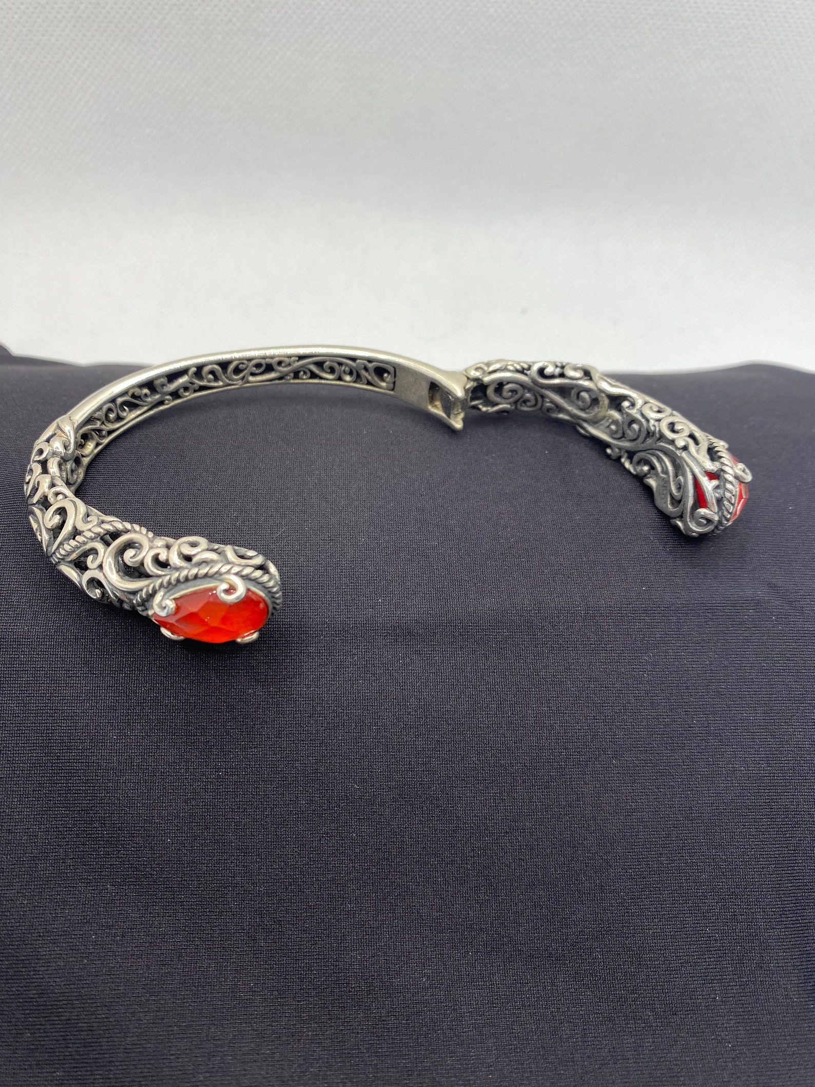 Carolyn Pollack Signature, 925 Sterling Silver, Red Coral Hinged ...