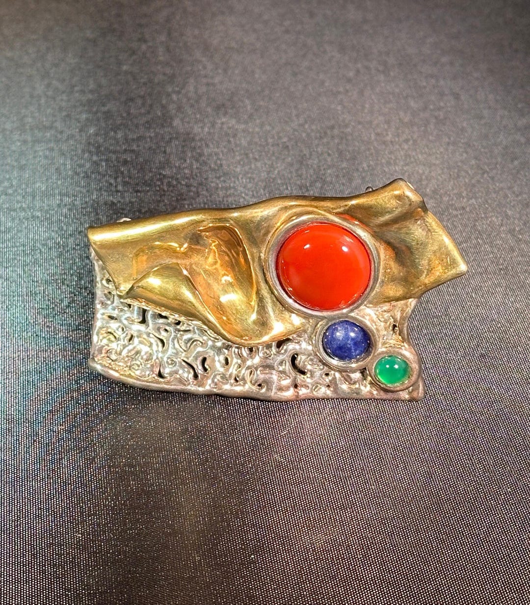 Vintage Bat Ami, Signed, 925 Brooch/pendant With Gemstones, Israeli ...