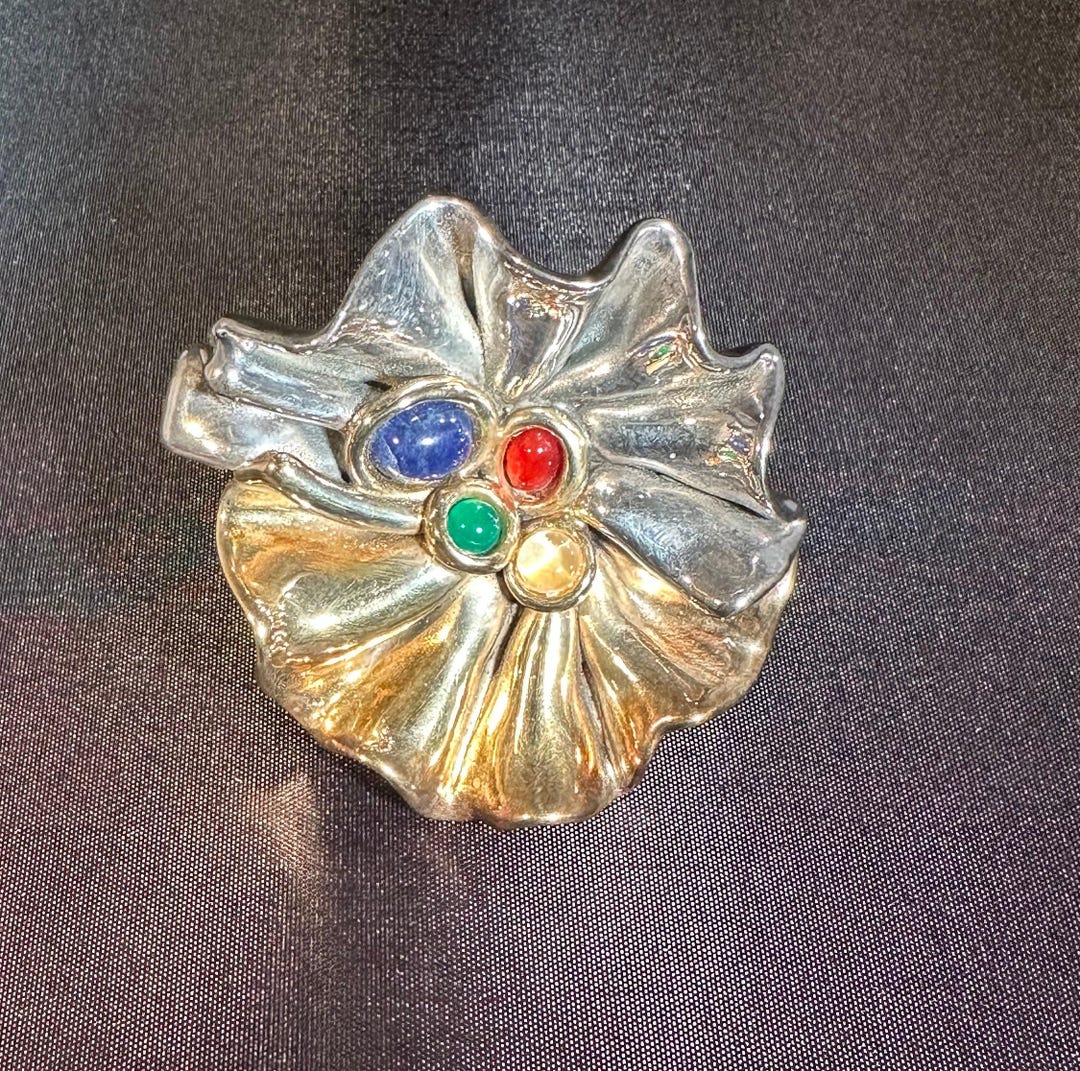 Vintage Bat Ami Brooch/pendant With Gemstones, Israeli Silver - Etsy
