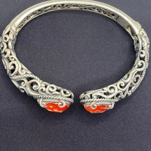 Carolyn Pollack Signature, 925 Sterling Silver, Red Coral Hinged ...