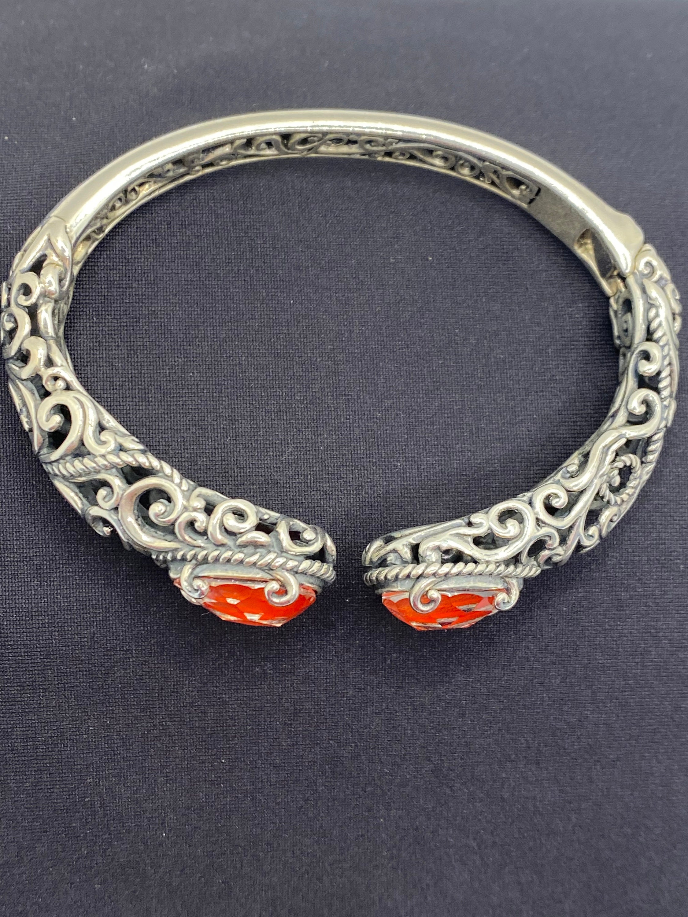 Carolyn Pollack Signature, 925 Sterling Silver, Red Coral Hinged ...