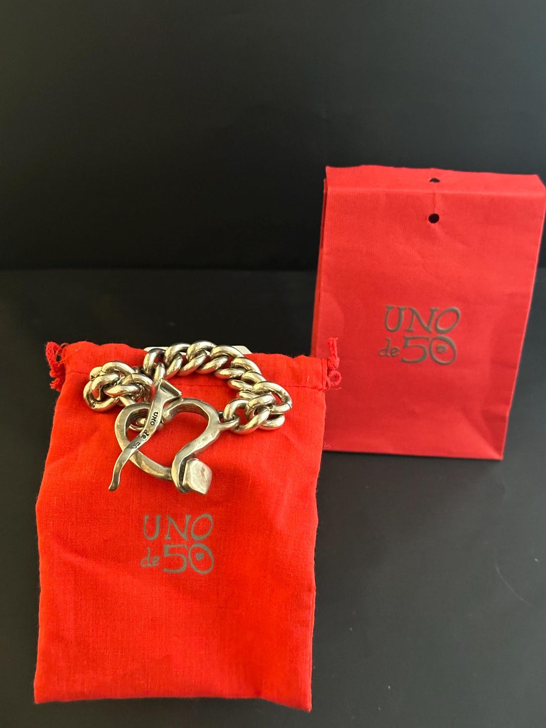 Vintage Uno De 50, Nail Heart Chain Bracelet. Toggle Clasp - Etsy