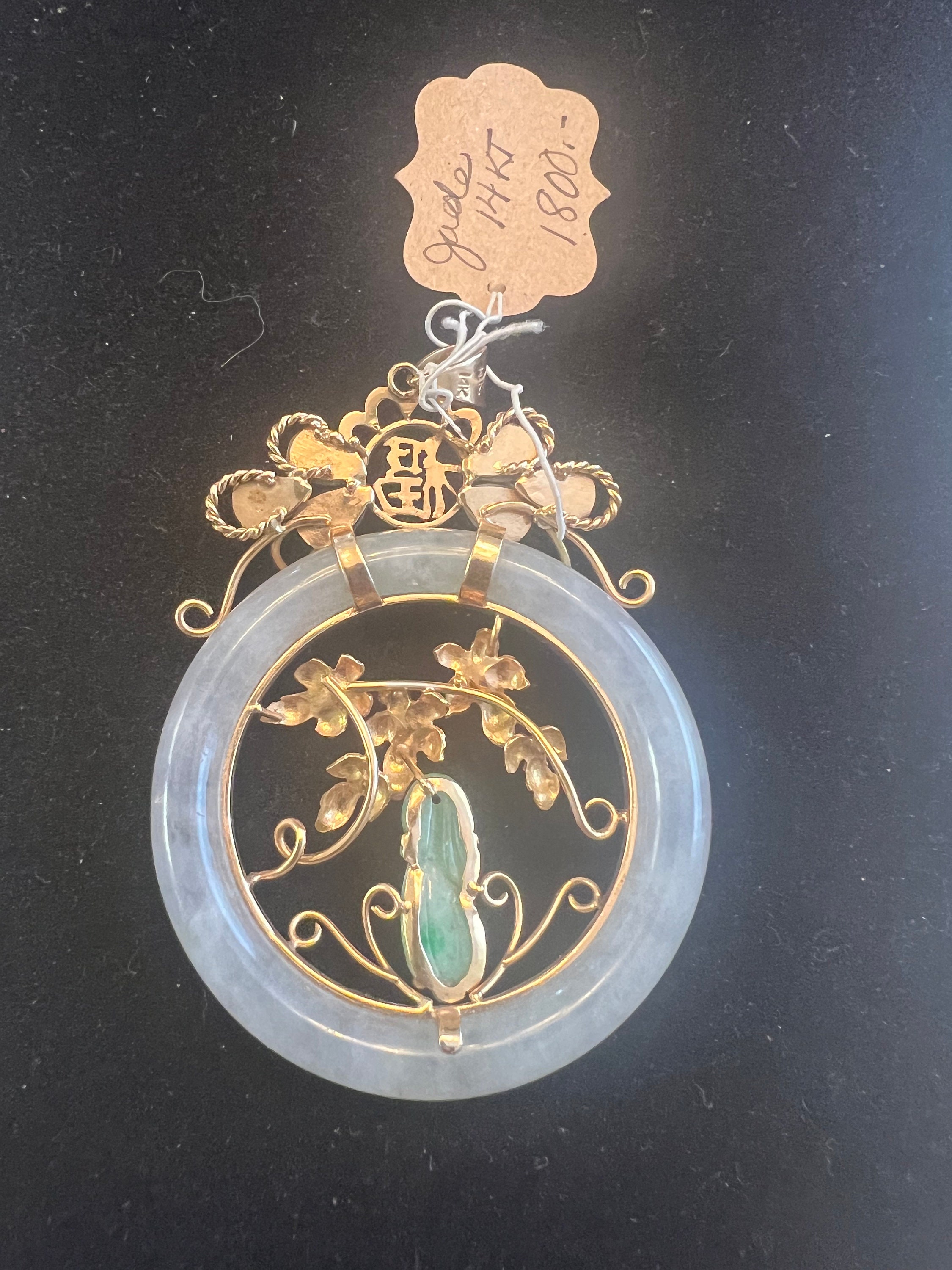 Vintage Multi Colored Jade and 14K Gold Pendant - Etsy