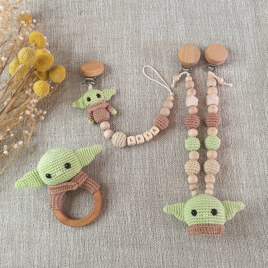 Amigurumi Baby Yoda Set, Grogu, Stroller Chain Baby Yoda, Rattle Baby ...