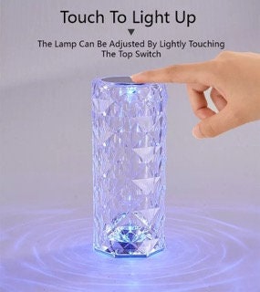Crystal Lamp 16 Colors RGB Touching Control Rose Table Lamp ...
