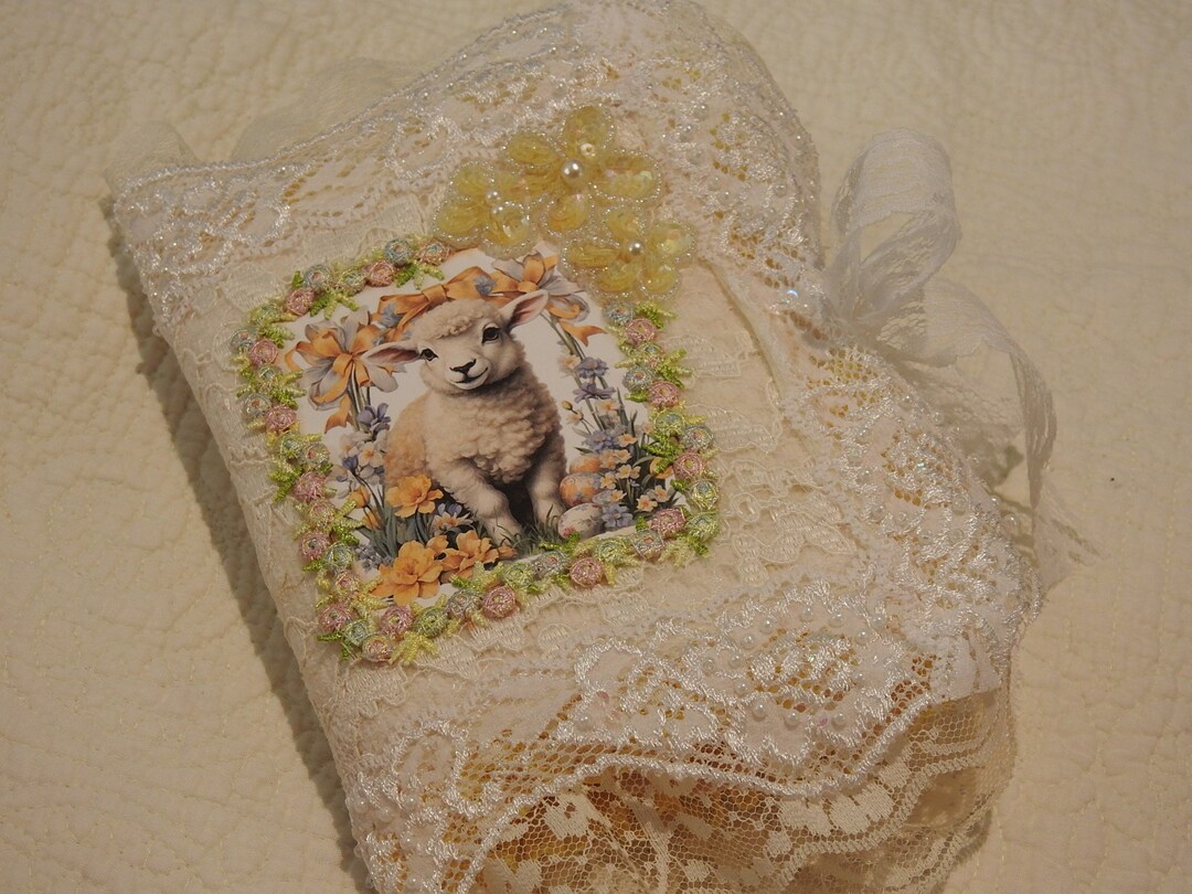 Small, Fabric and Lace, Pocketbook, Journaling, Tags, Pull-out Writing ...