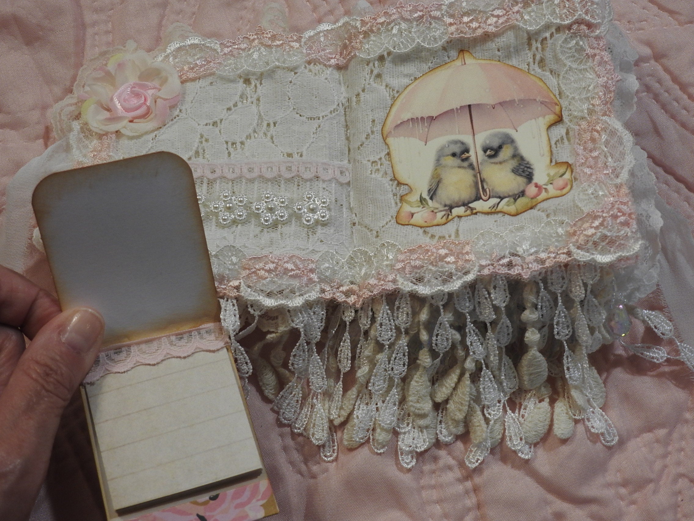 Mini, Fabric and Lace, Pocketbook, Birds, Flowers, Bling - Etsy