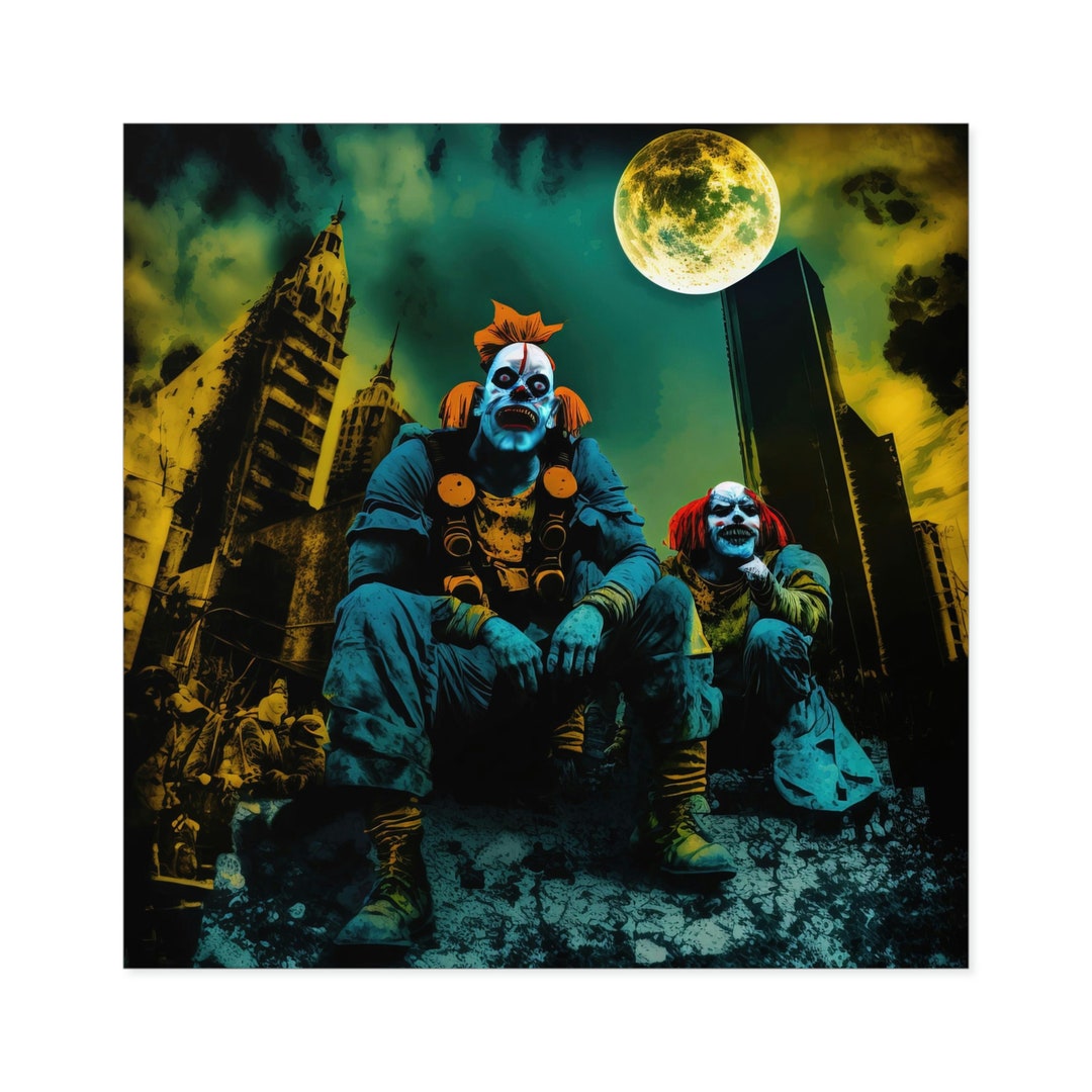 Killer Clowns - Square Sticker | Full Moon, Post-apocalyptic Decor ...