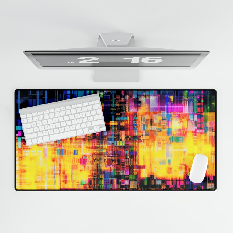 Cyberpunk Stained Glass Desk Mat Colorful Mosaic, Cyberpunk Style ...