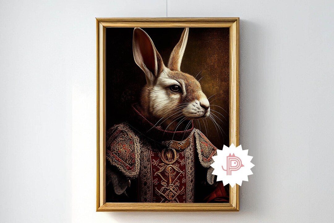 Rabbit Illustration Animal Portrait, Old English Rabbit Art, Victorian ...